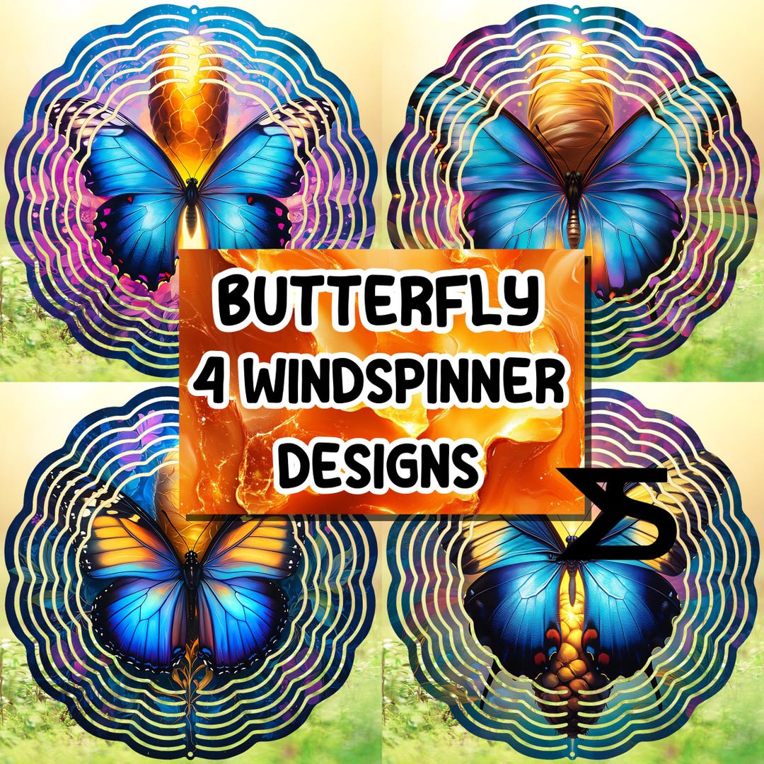 Butterfly Wind Spinner PNG Sublimation Design, Wind Spinner Design ...