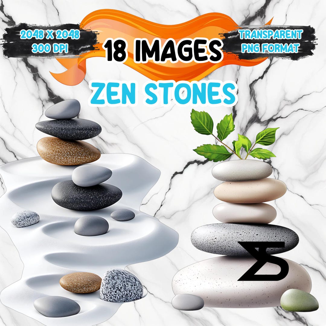 Watercolor Zen Stones PNG Image on Transparent Background, Digital ...