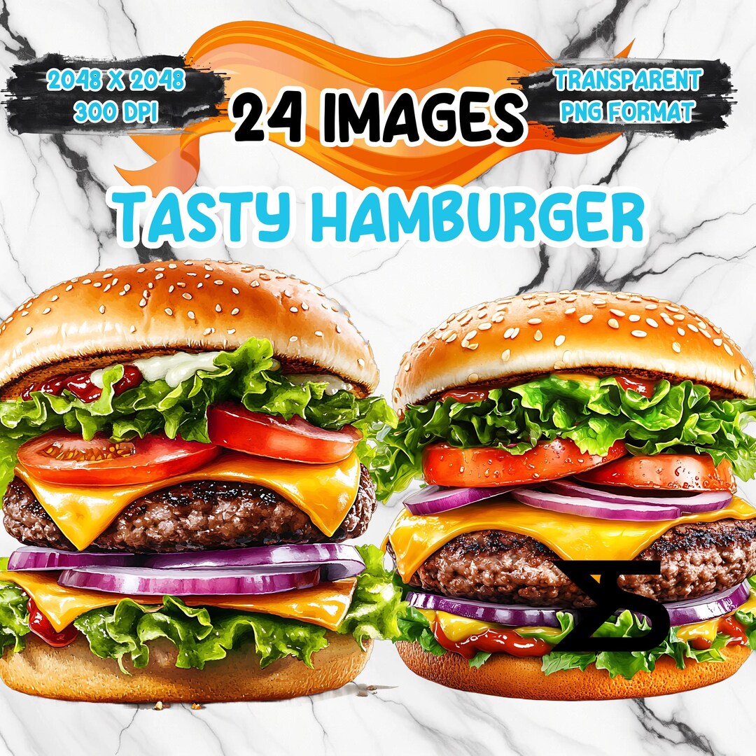 Watercolor Tasty Hamburger PNG Image With Transparent Background ...