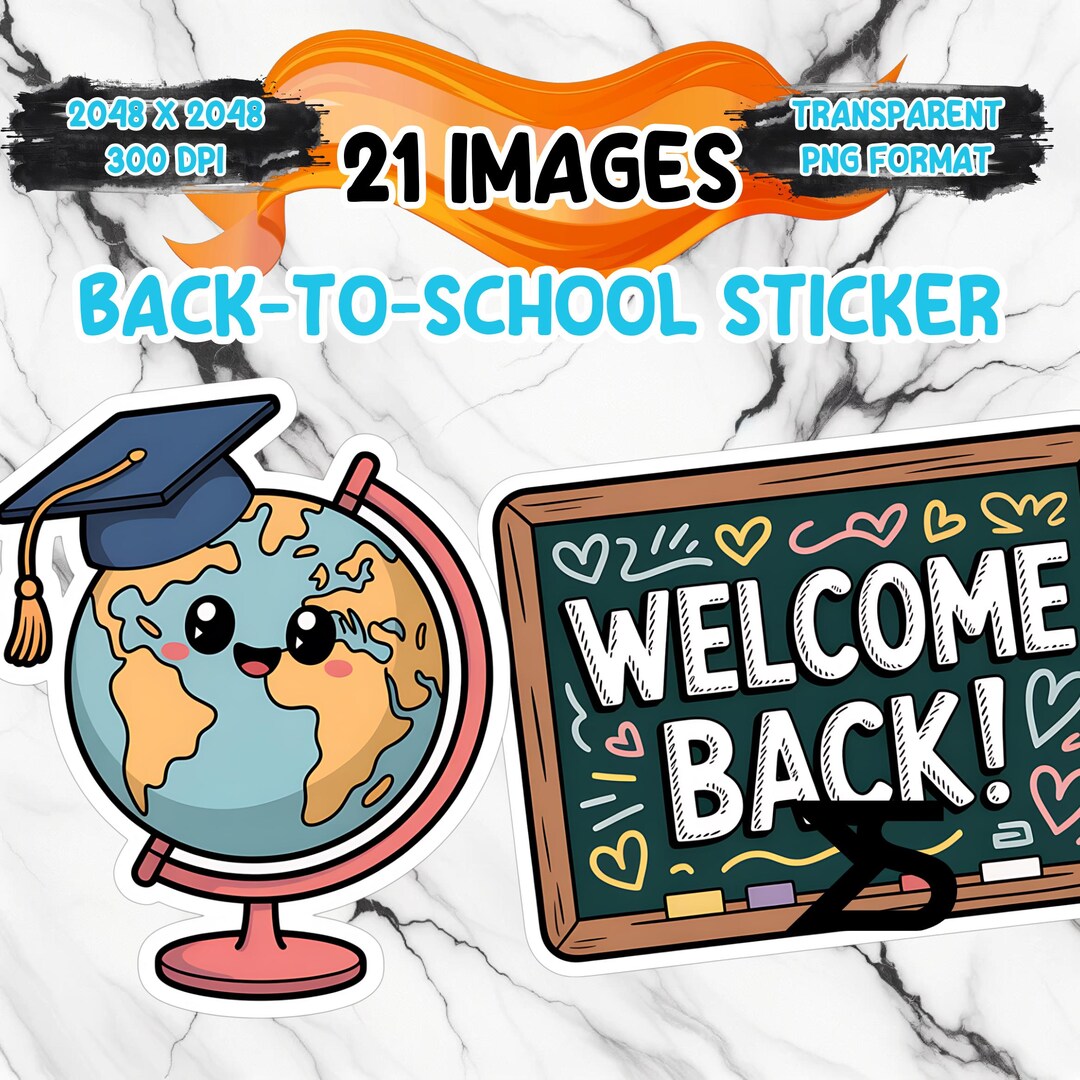 Watercolor Back-to-school Sticker PNG Image on Transparent Background ...
