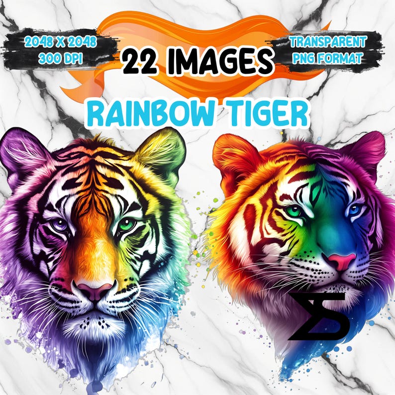 Watercolor Rainbow Tiger PNG Image on Transparent Background, Digital ...