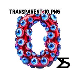 Watercolor Creepy Eyeballs Number PNG Image on Transparent Background ...