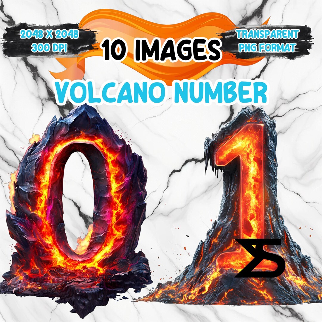 Watercolor Volcano Number PNG Image on Transparent Background, Digital ...