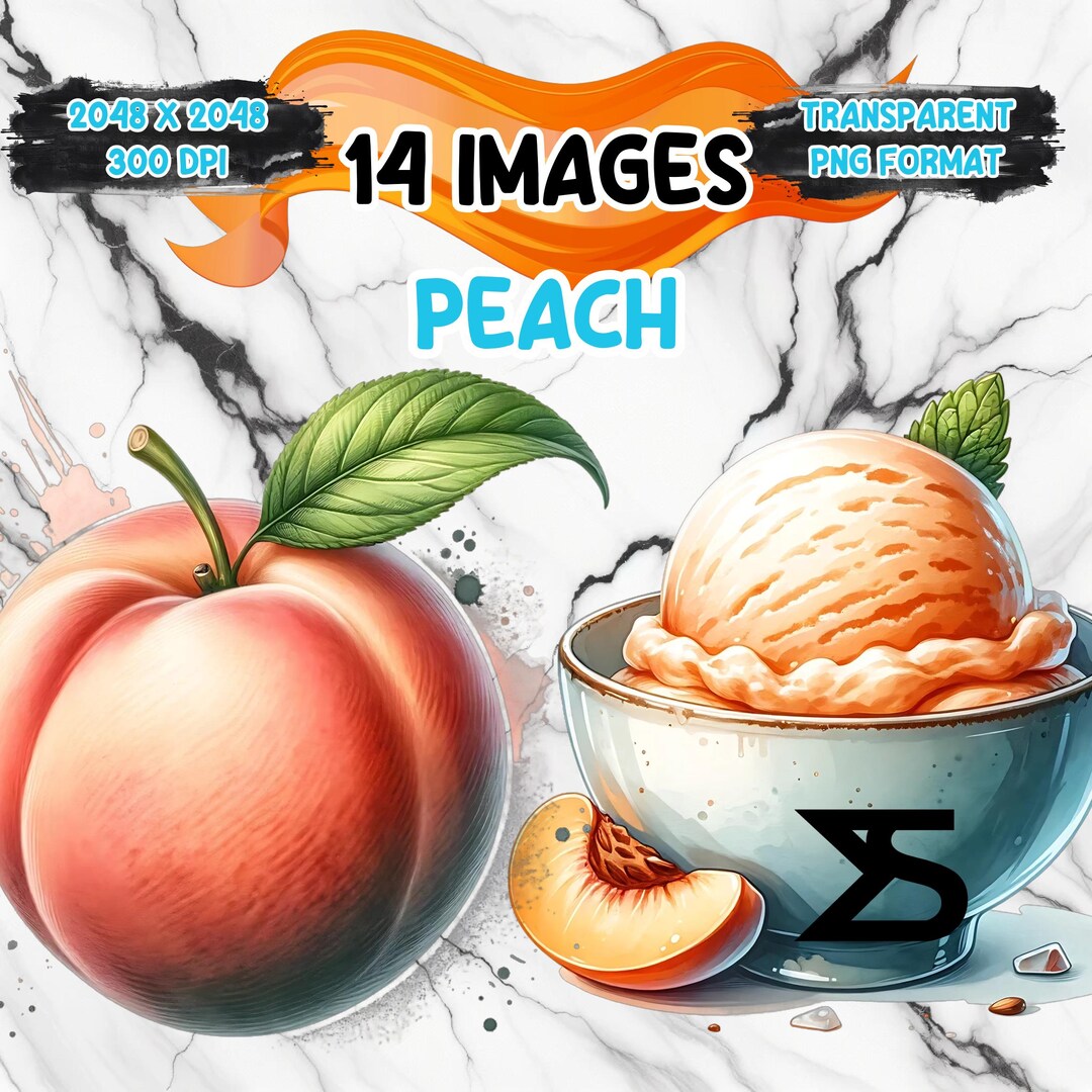 14 Watercolor Peach Clipart, Peach Png Bundle, Nursery Art, Clipart ...