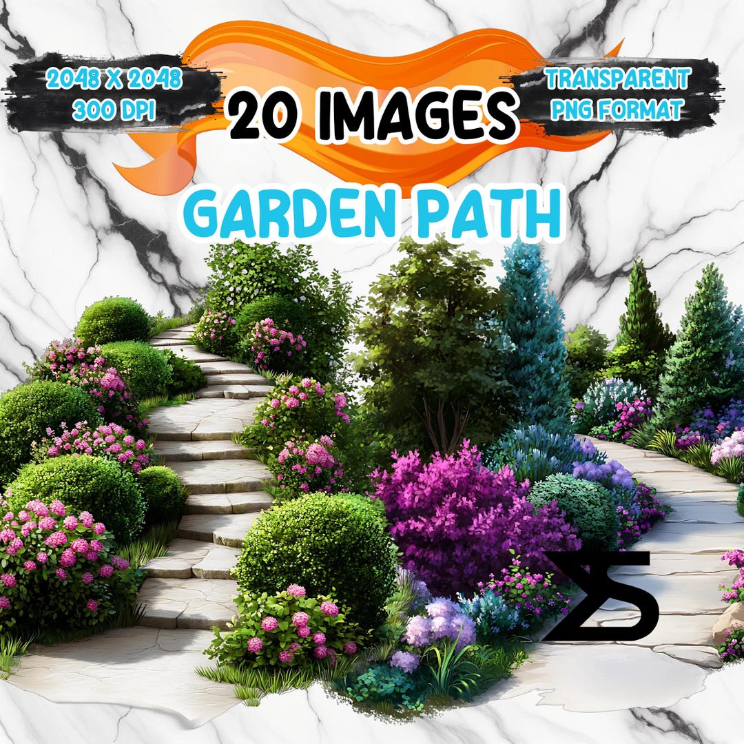 Watercolor Garden Path PNG Image, Spring Clipart Bundle, Commercial Use ...