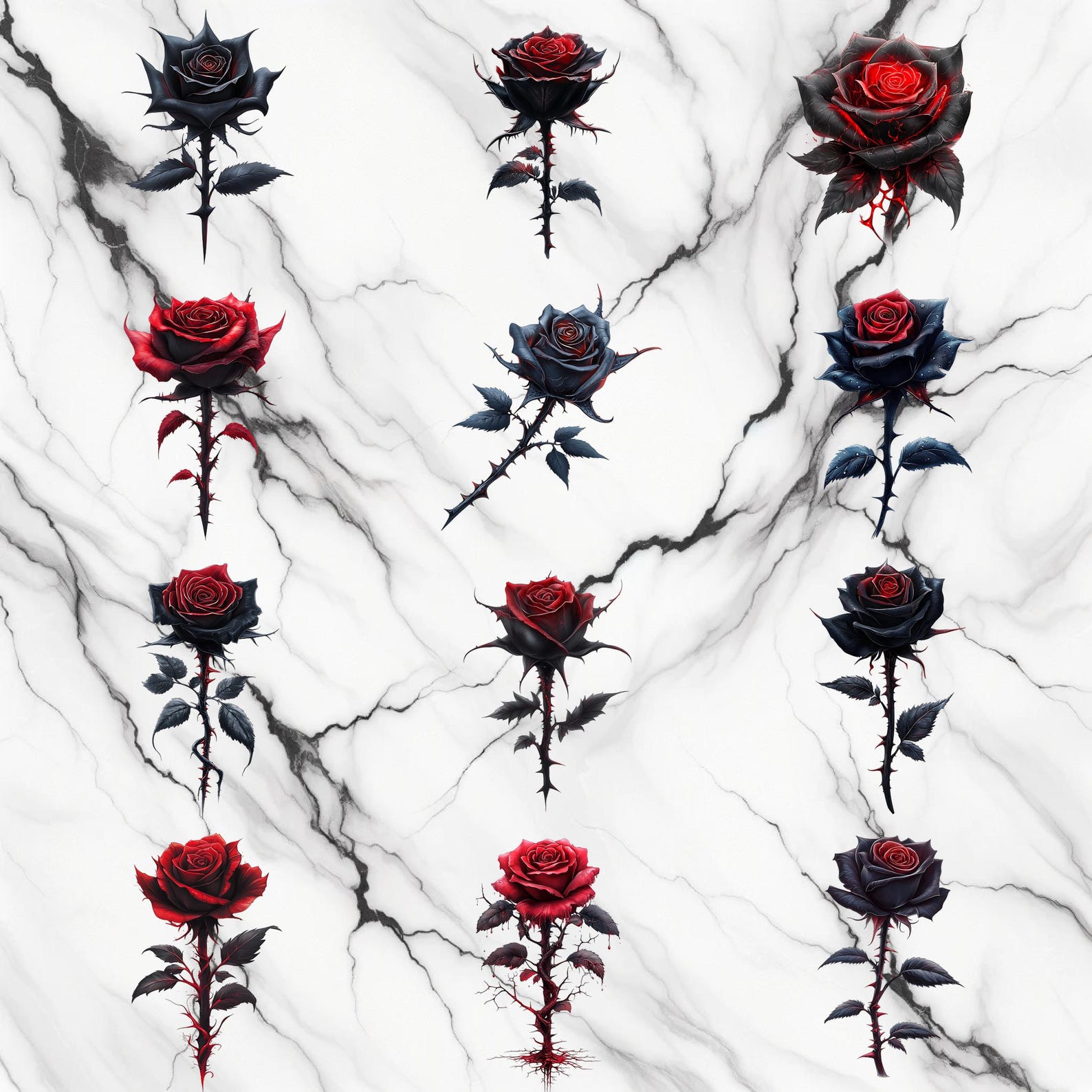 Watercolor Evil Gothic Rose PNG Image on Transparent Background ...