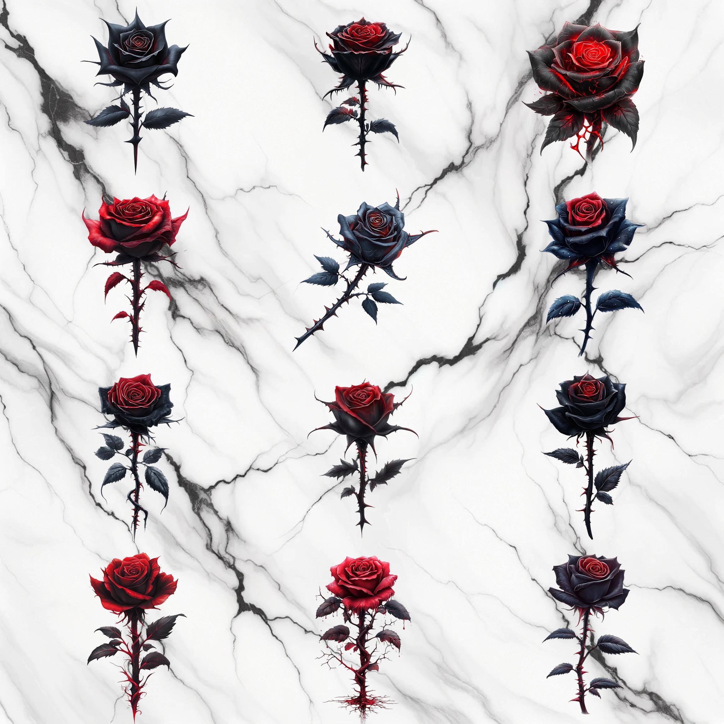 Watercolor Evil Gothic Rose PNG Image on Transparent Background ...