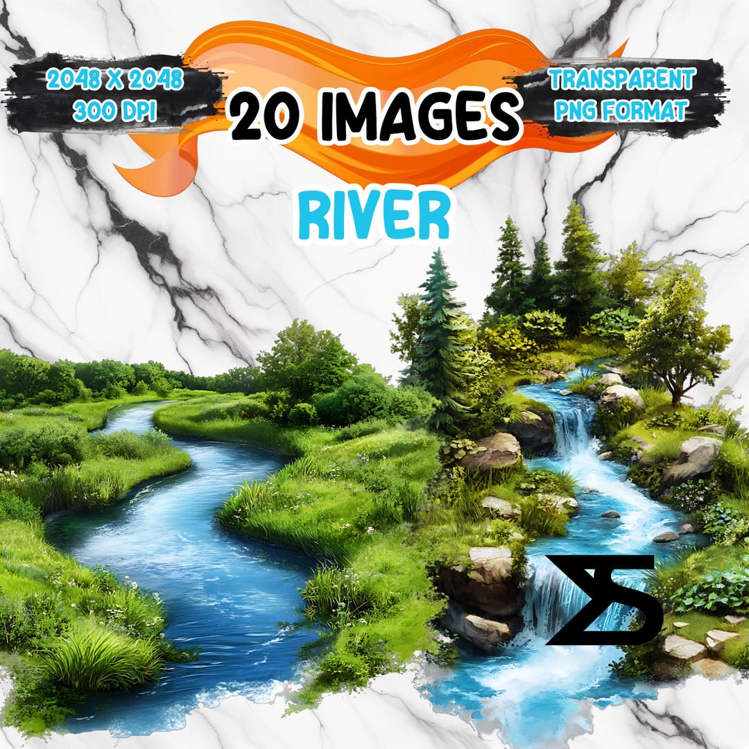 Watercolor River PNG Image on Transparent Background, Digital Sticker ...