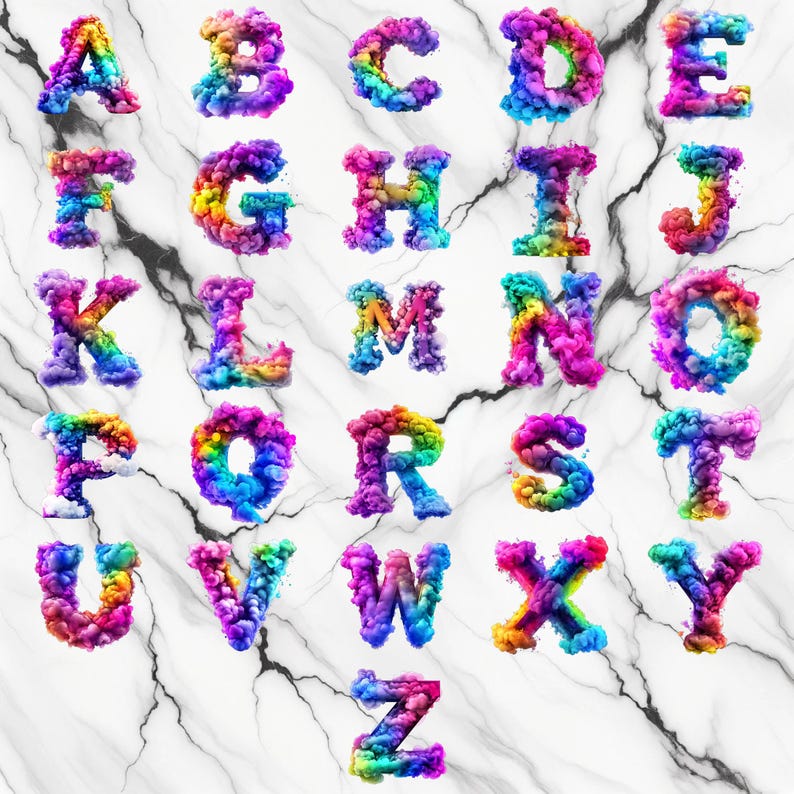 Watercolor Rainbow Alphabet PNG Image on Transparent Background ...