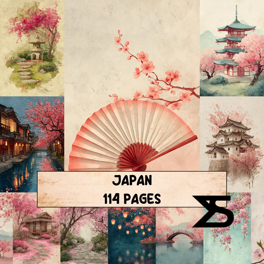 Japan1 Vintage Japanese Ephemera Junk Journal Kit Sakura Washi Paper ...