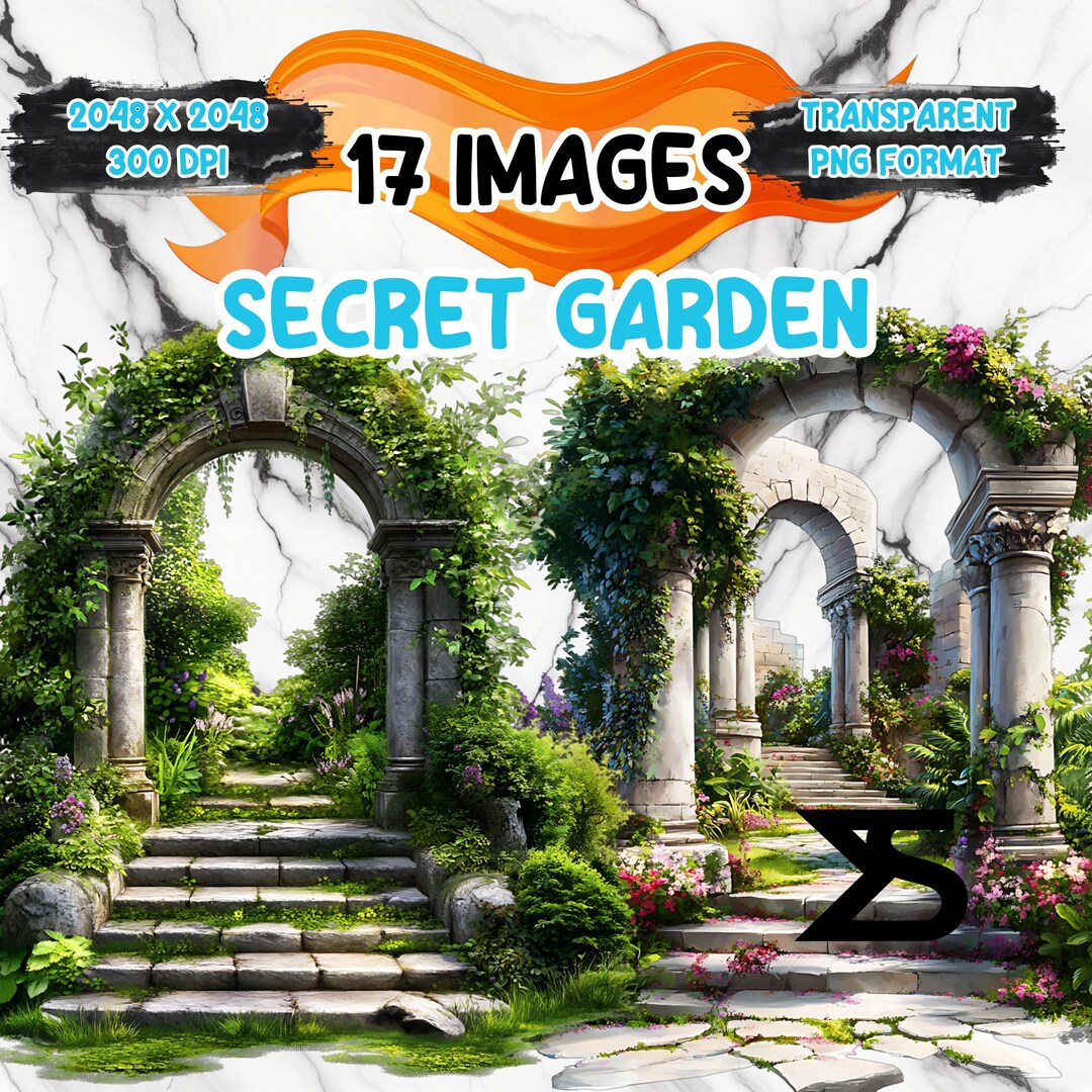 Watercolor Secret Garden PNG Image on Transparent Background, Digital ...