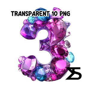 Watercolor Crystal Gem Number PNG Image on Transparent Background ...