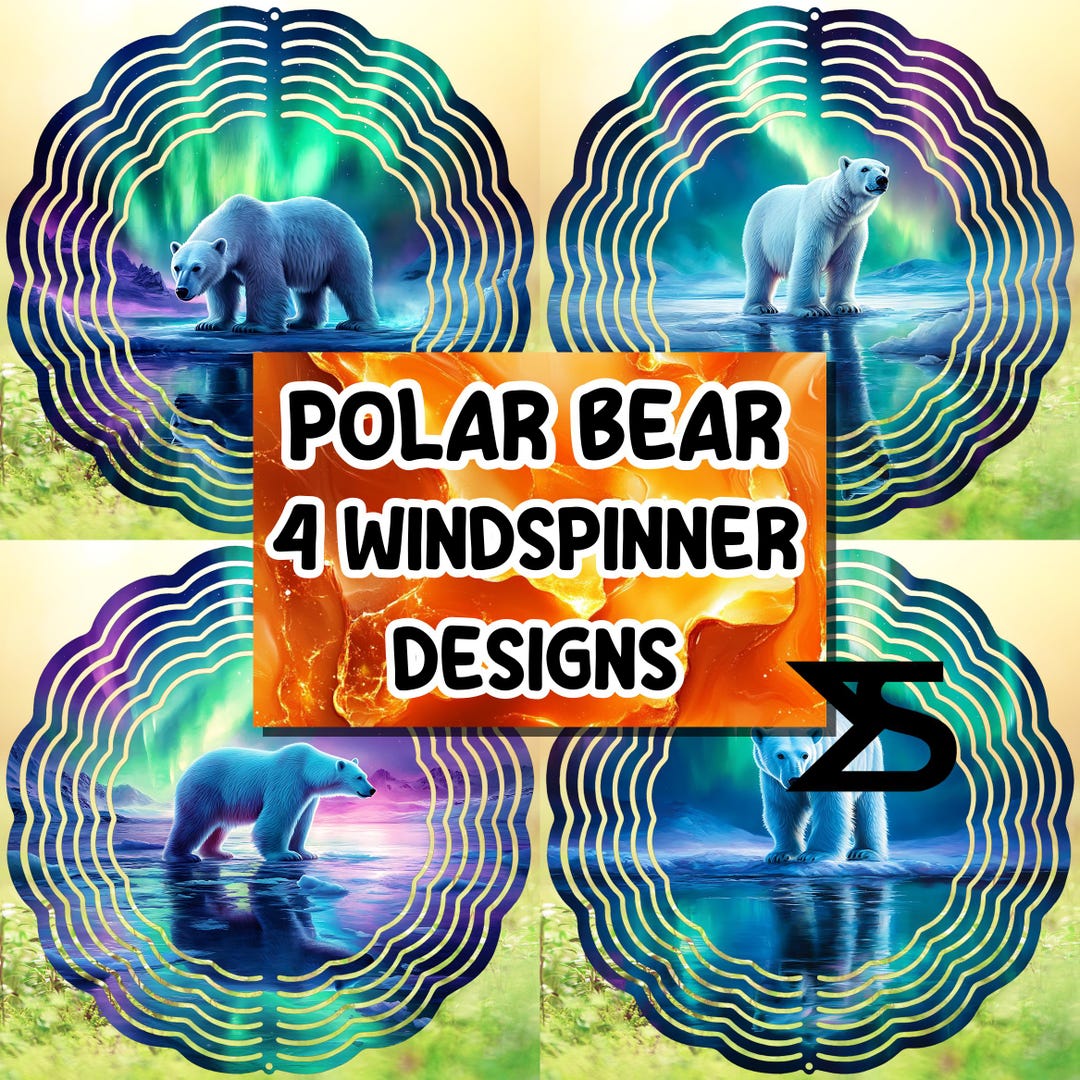 Polar Bear Wind Spinner PNG Sublimation Design, Wind Spinner Design PNG ...