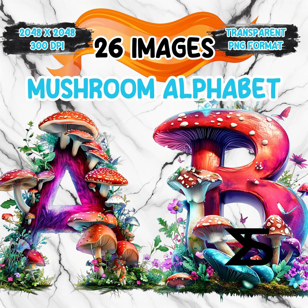 Watercolor Mushroom Alphabet PNG Image on Transparent Background ...