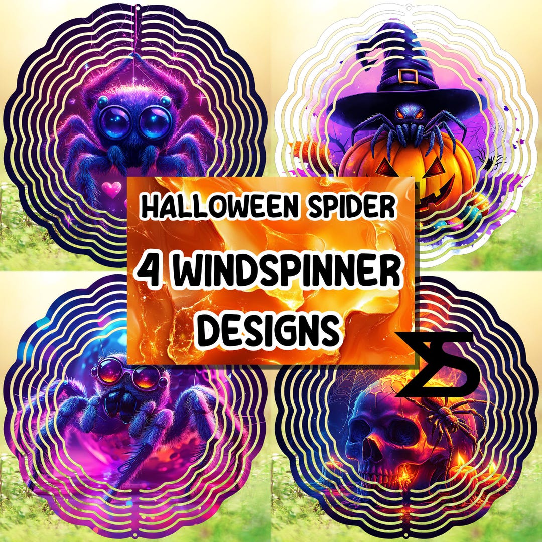 Halloween Spider Wind Spinner PNG Sublimation Design, Wind Spinner ...