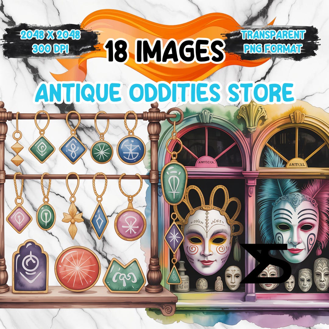 Watercolor Antique Oddities Store PNG Image on Transparent Background ...