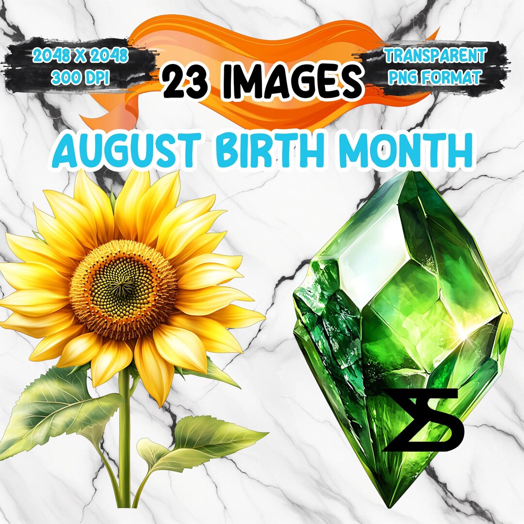 Watercolor August Birth Month PNG Image on Transparent Background ...