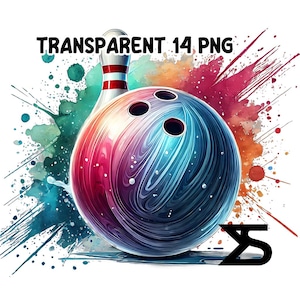 14 Watercolor Bowling Clipart, Bowling Pin Clipart Bundle, Commercial ...