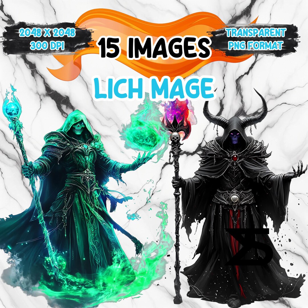 Watercolor Lich Mage PNG Image on Transparent Background, Digital ...