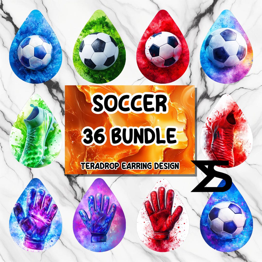 Soccer Sublimation Earring Design Bundle, Instant Digital Download ...