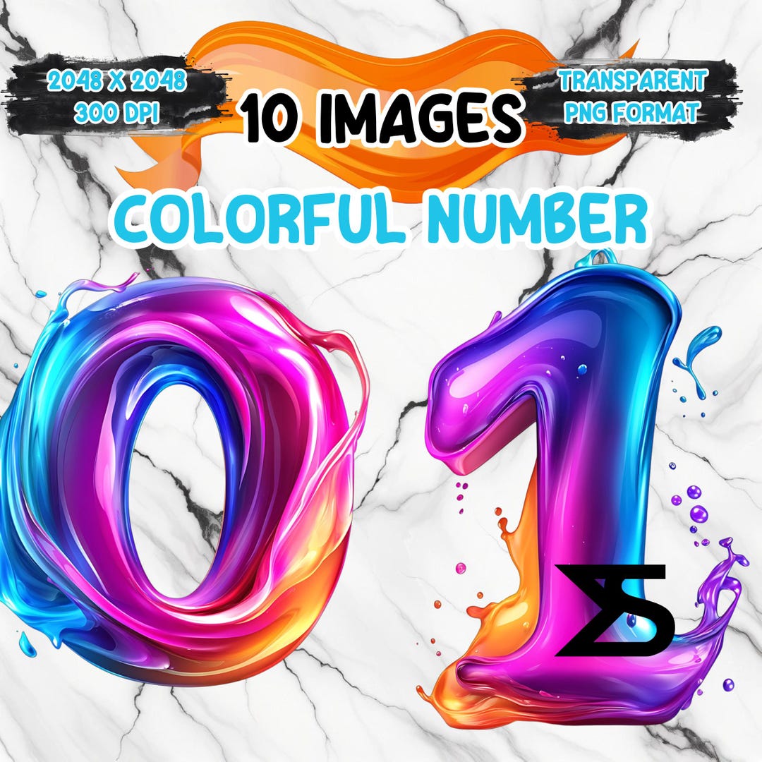 Watercolor Colorful Number PNG Image on Transparent Background, Digital ...