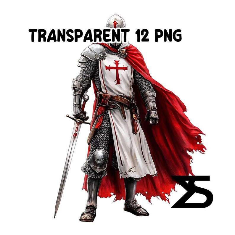 Watercolor Knight Templar PNG Image on Transparent Background, Digital ...