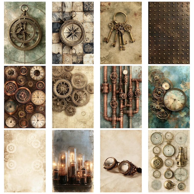 Steampunk4 Vintage Junk Journal Kit With Ephemera Pack Printable Papers ...