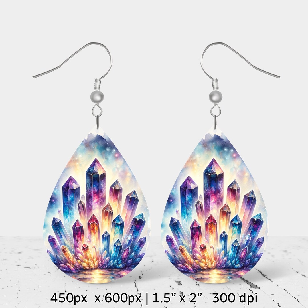 Fantasy Crystal Structure Sublimation Earring Design, Teardrop Earring ...