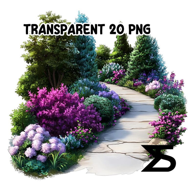 Watercolor Garden Path PNG Image, Spring Clipart Bundle, Commercial Use ...