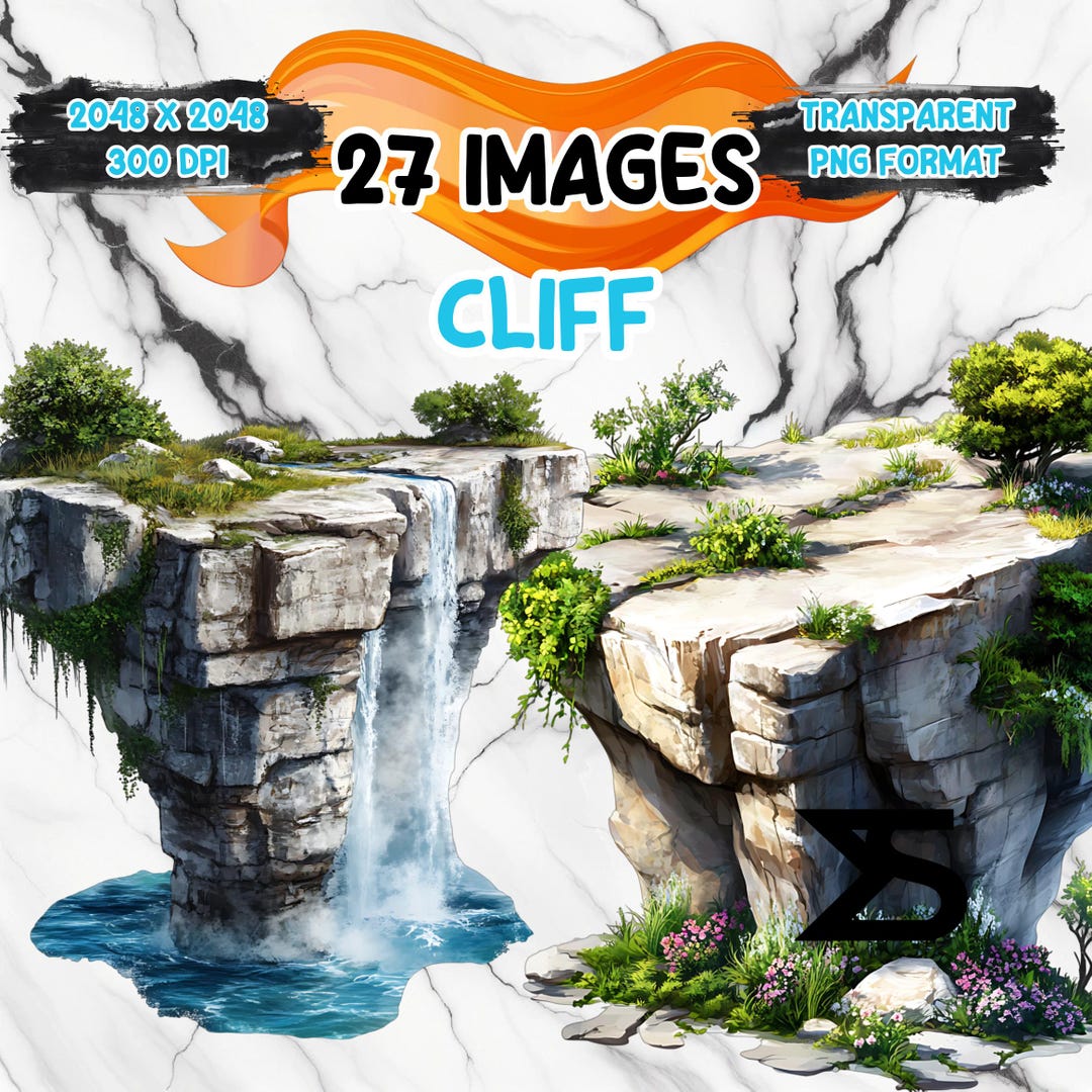 Watercolor Cliff PNG Image on Transparent Background, Digital Sticker ...