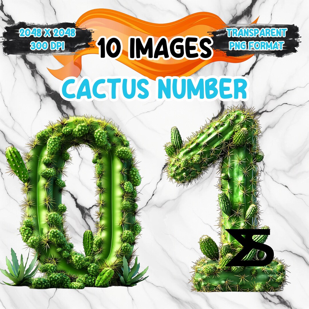 Watercolor Cactus Number PNG Image on Transparent Background, Digital ...