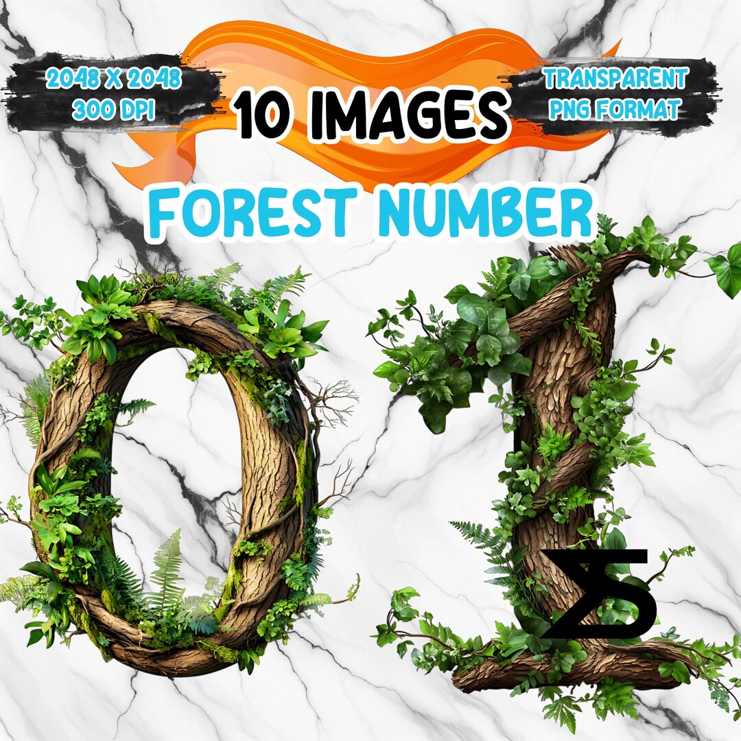 Watercolor Forest Number PNG Image on Transparent Background, Digital ...