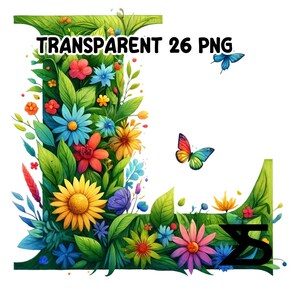 26 PNG, Watercolor Spring Floral Alphabet Collection Clipart, Alphabet ...