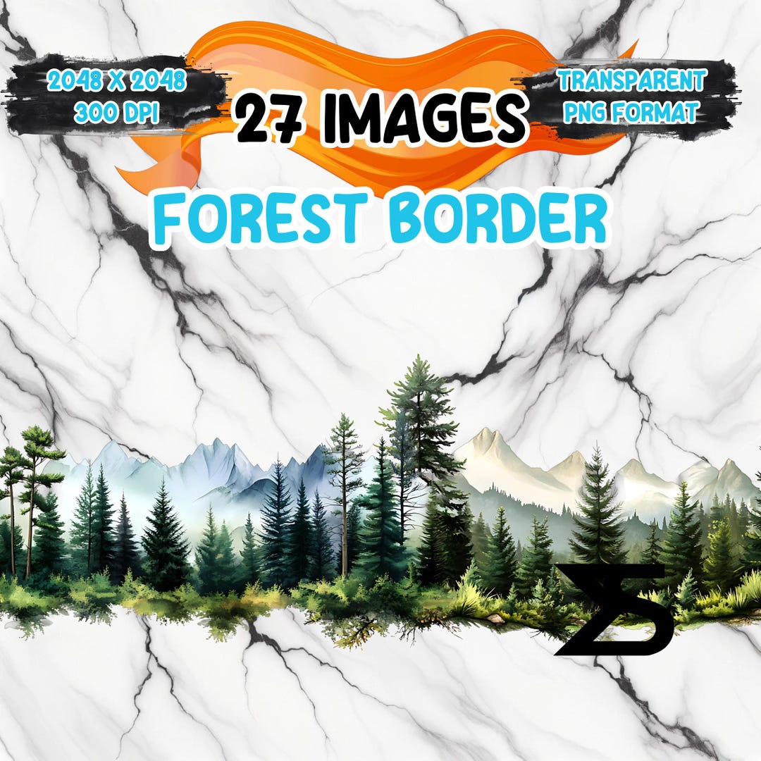 Watercolor Forest Border PNG Image on Transparent Background, Digital ...