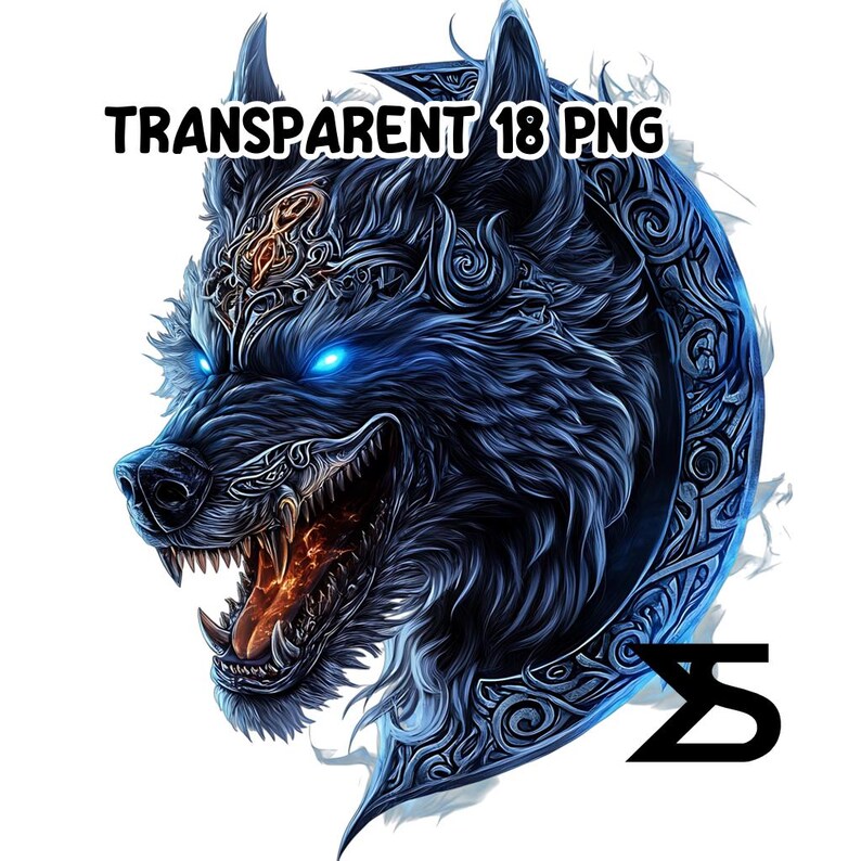 Watercolor Norse Fenrir PNG Image on Transparent Background, Digital ...