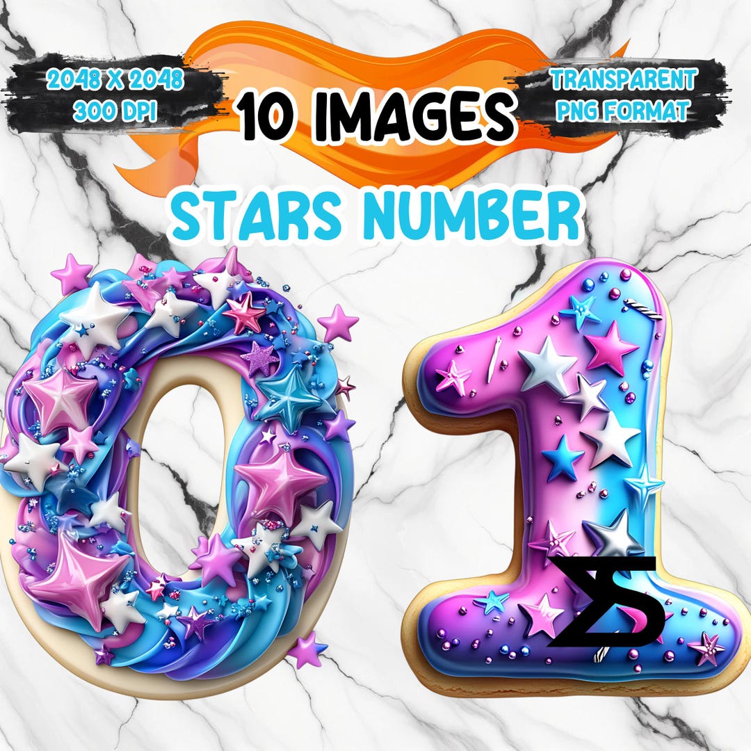 Watercolor Stars Number PNG Image on Transparent Background, Digital ...