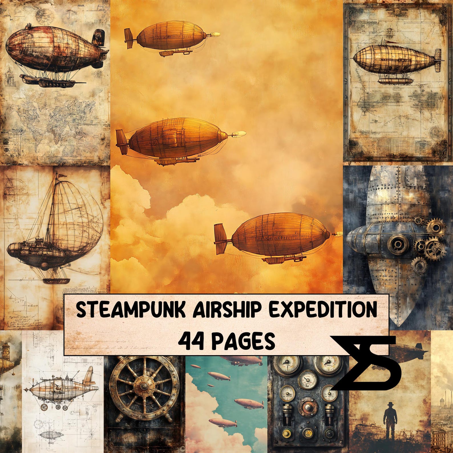 Steampunk Airship Expedition Vintage Steampunk Junk Journal Ephemera ...
