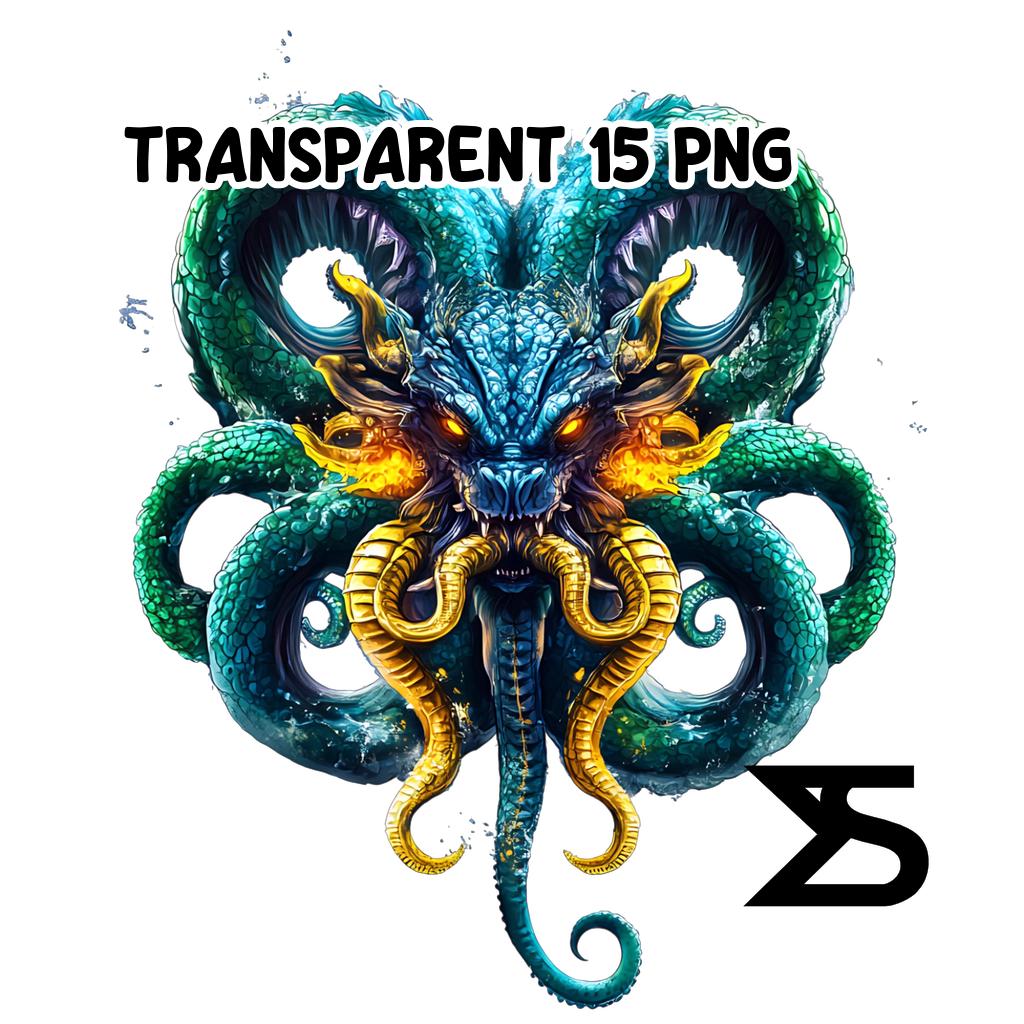 Watercolor Greek Hydra PNG Image on Transparent Background, Digital ...