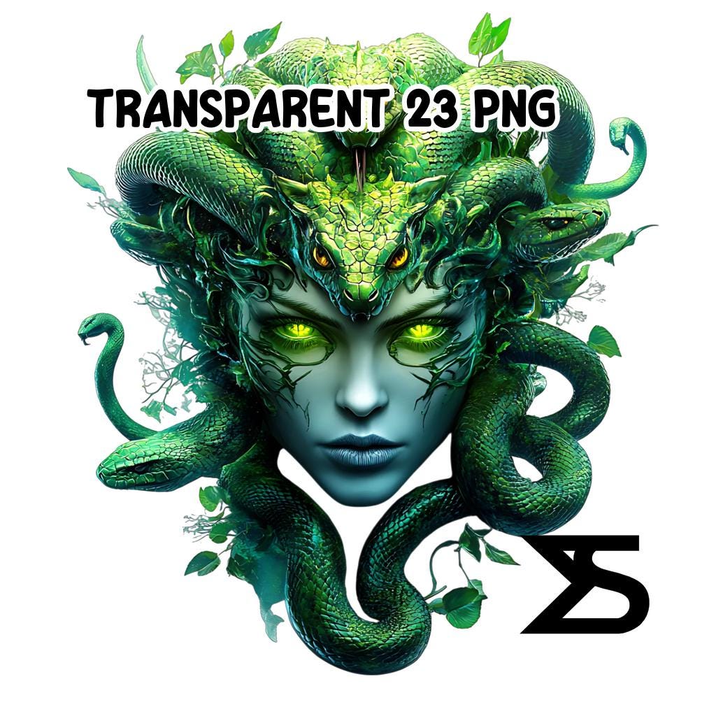 Watercolor Medusa PNG Image on Transparent Background, Digital Sticker ...