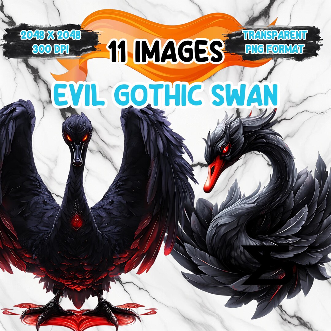 Watercolor Evil Gothic Swan PNG Image on Transparent Background ...