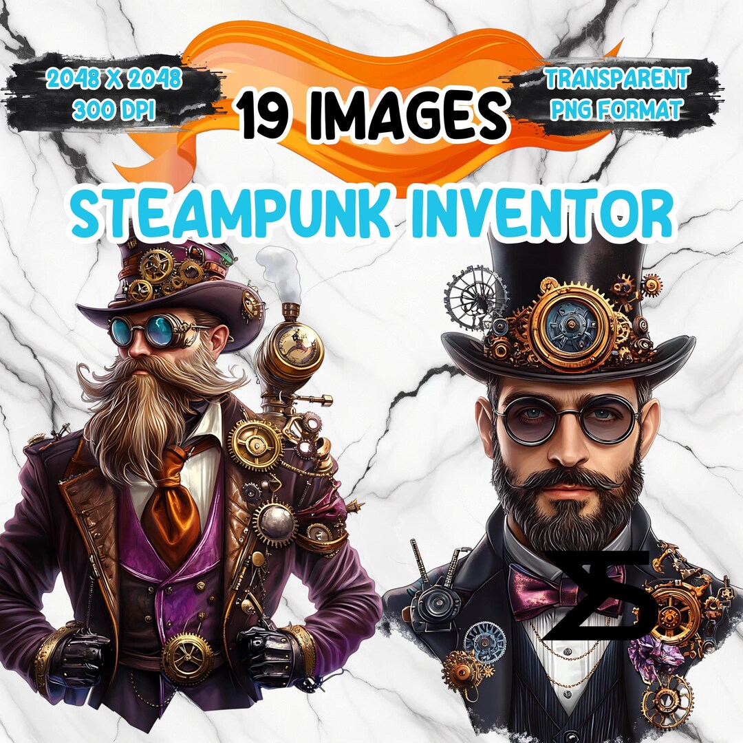Watercolor Steampunk Inventor PNG Image on Transparent Background ...