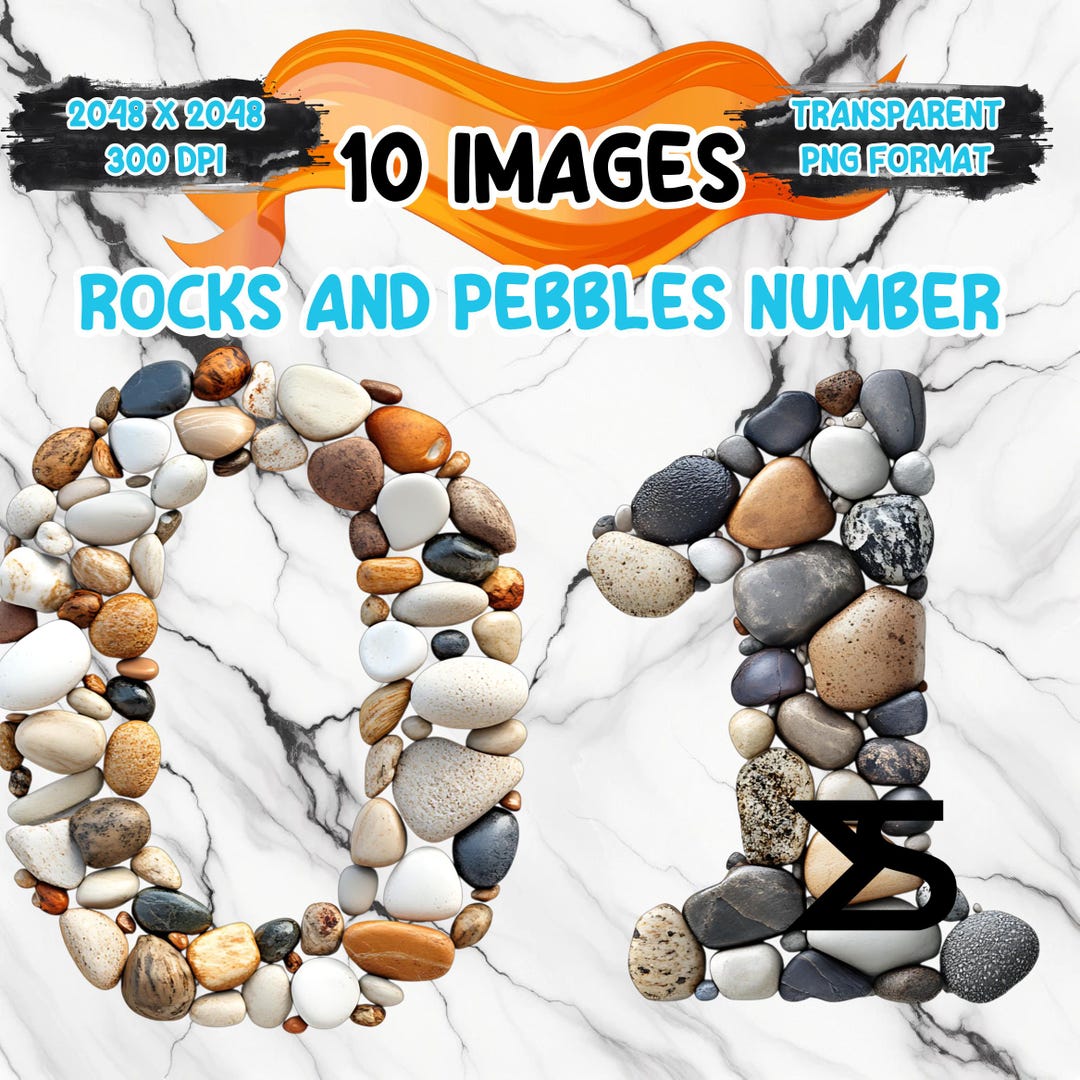Watercolor Rocks and Pebbles Number PNG Image on Transparent Background ...