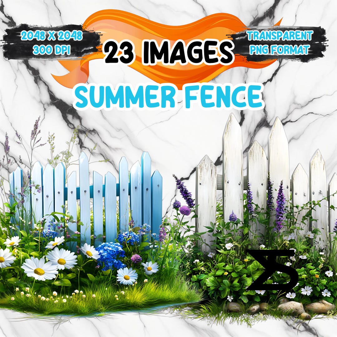 Watercolor Summer Fence PNG Image on Transparent Background, Digital ...
