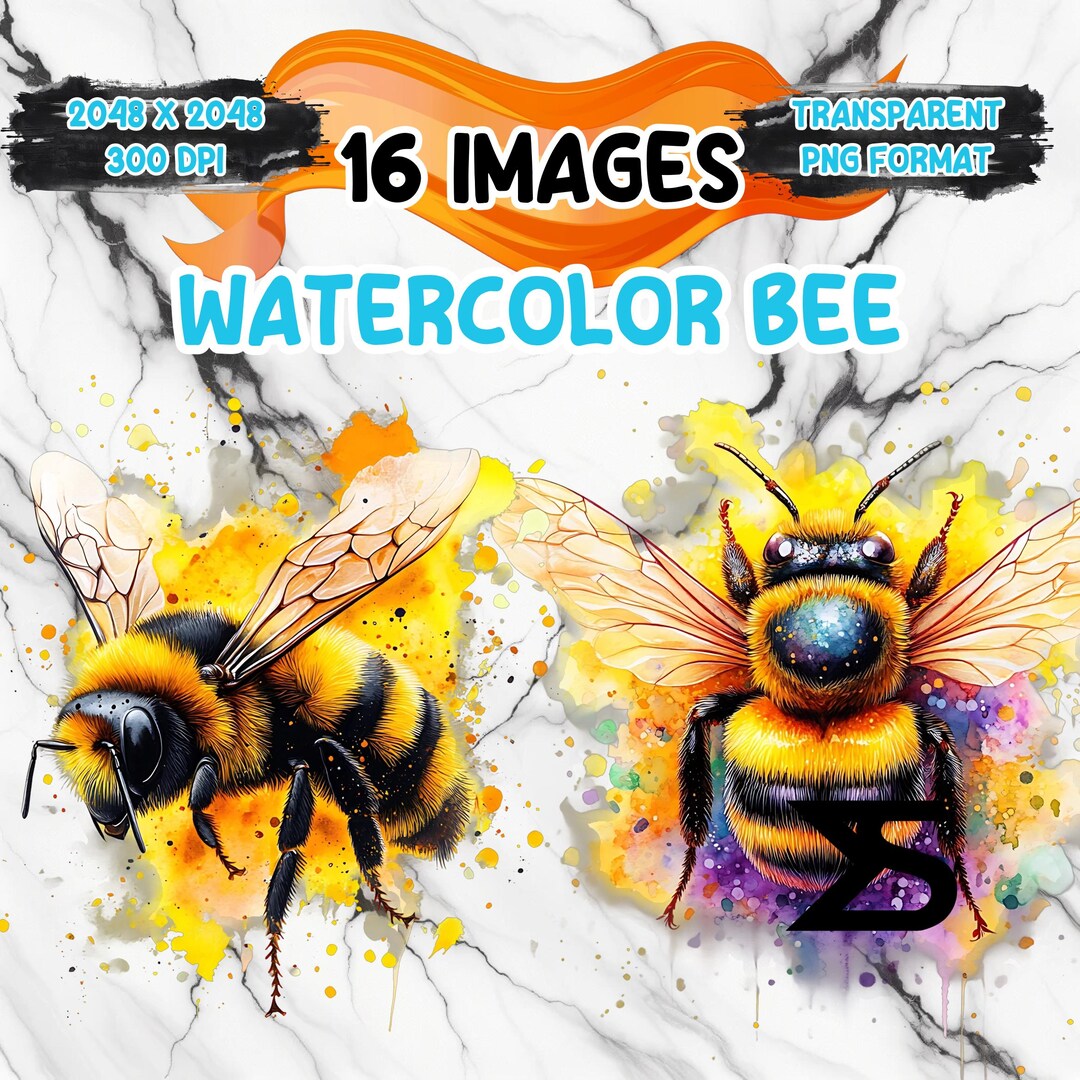 Watercolor Watercolor Bee PNG Image on Transparent Background, Digital ...