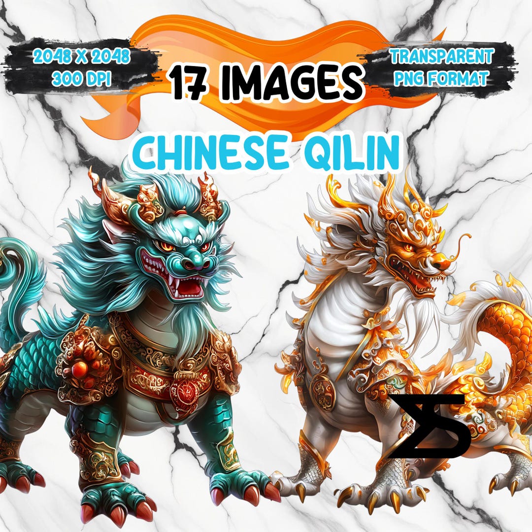 Watercolor Chinese Qilin PNG Image on Transparent Background, Digital ...