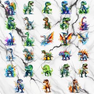 28 Watercolor Baby Dinosaur Clipart , T-rex Clipart, Clipart Bundle ...