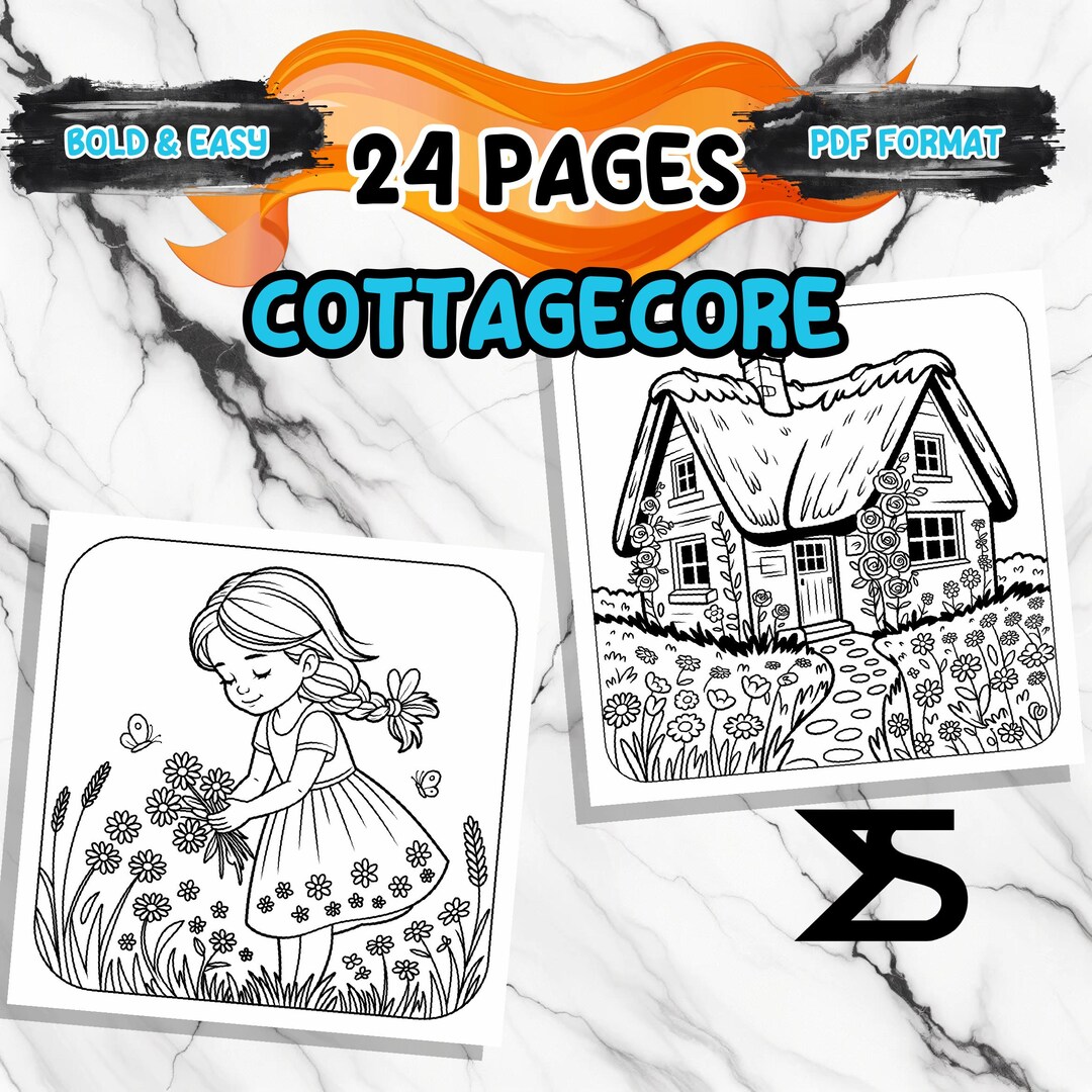 Cottagecore Coloring Book, Printable Adult Coloring Book, Coloring ...