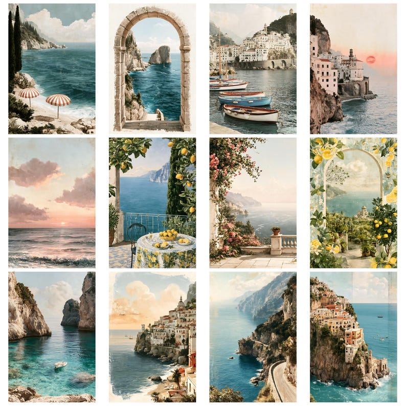 Amalfi Coast Landscapes Vintage Junk Journal Kit With Printable ...