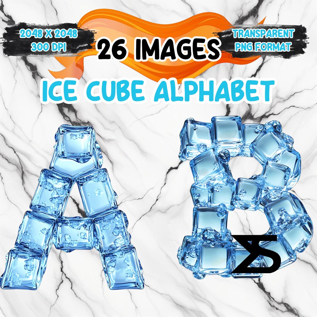 Watercolor Ice Cube Alphabet PNG Image on Transparent Background ...