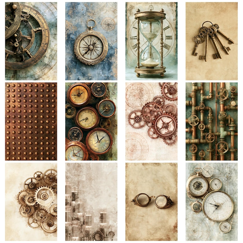 Steampunk4 Vintage Junk Journal Kit With Ephemera Pack Printable Papers ...